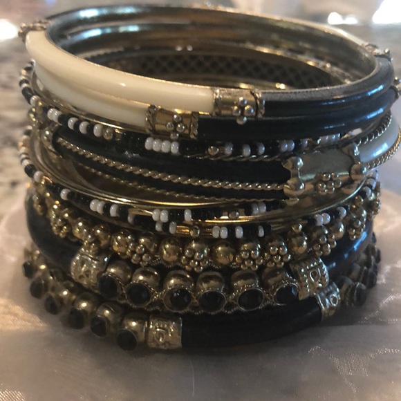 Saks Fifth Avenue | Jewelry | Saks Black And White Bangles | Poshmark